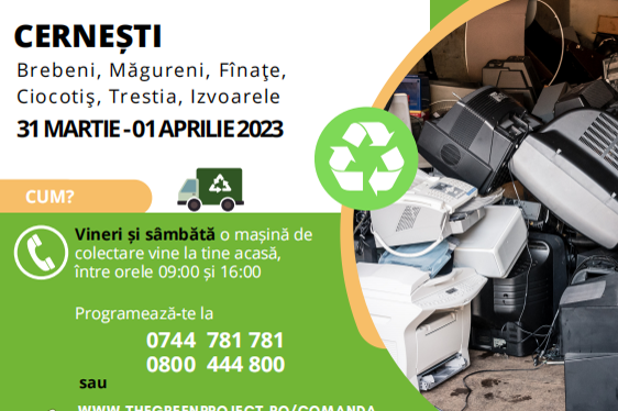 Campanie colectare DEEE - CERNESTI - 31 MARTIE - 1 APRILIE 2023