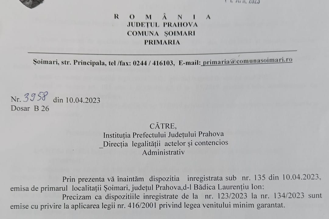 Dispoziție privind rectificarea bugetului local de venituri si ...